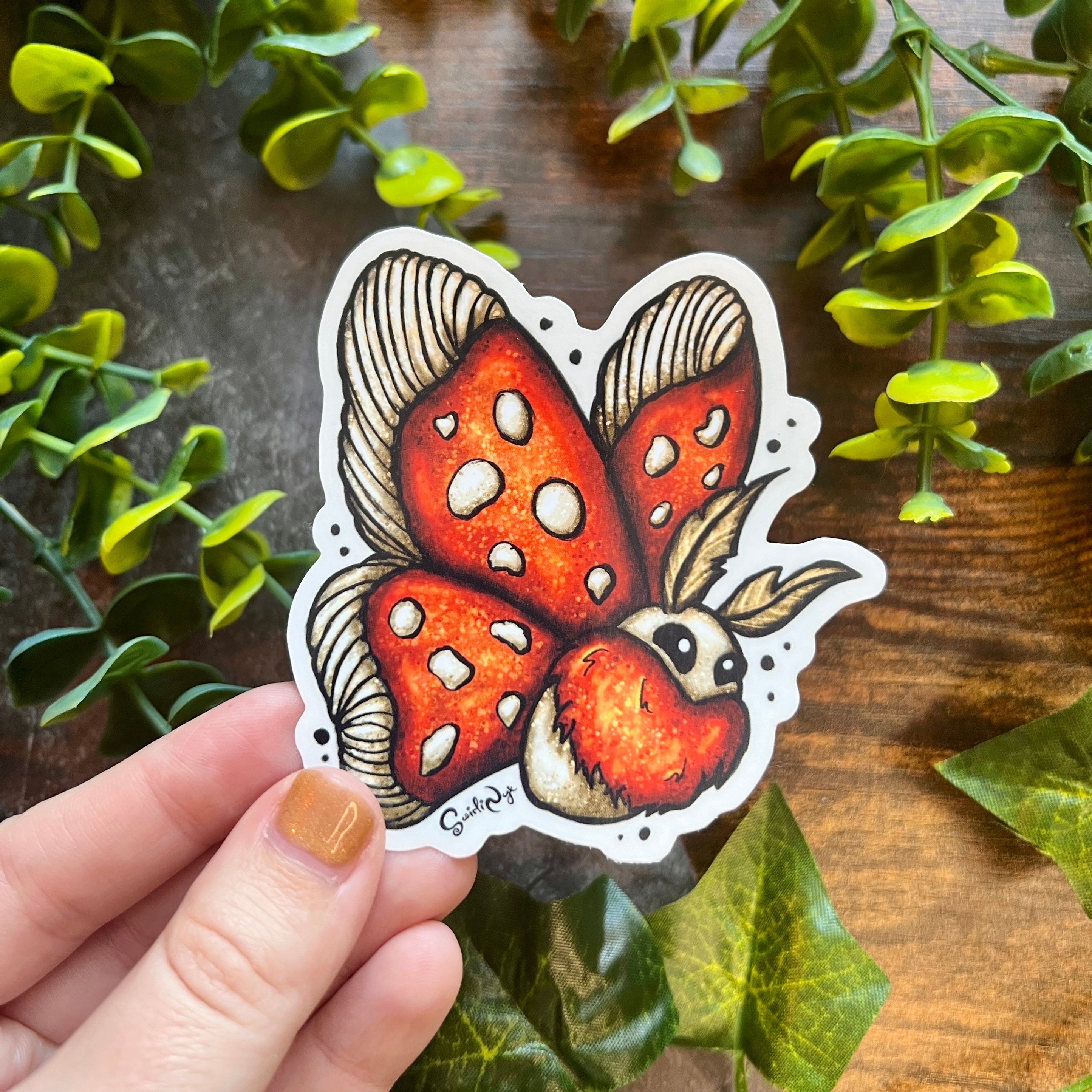 Mushroom Moth Clear Sticker – SwirliNyx