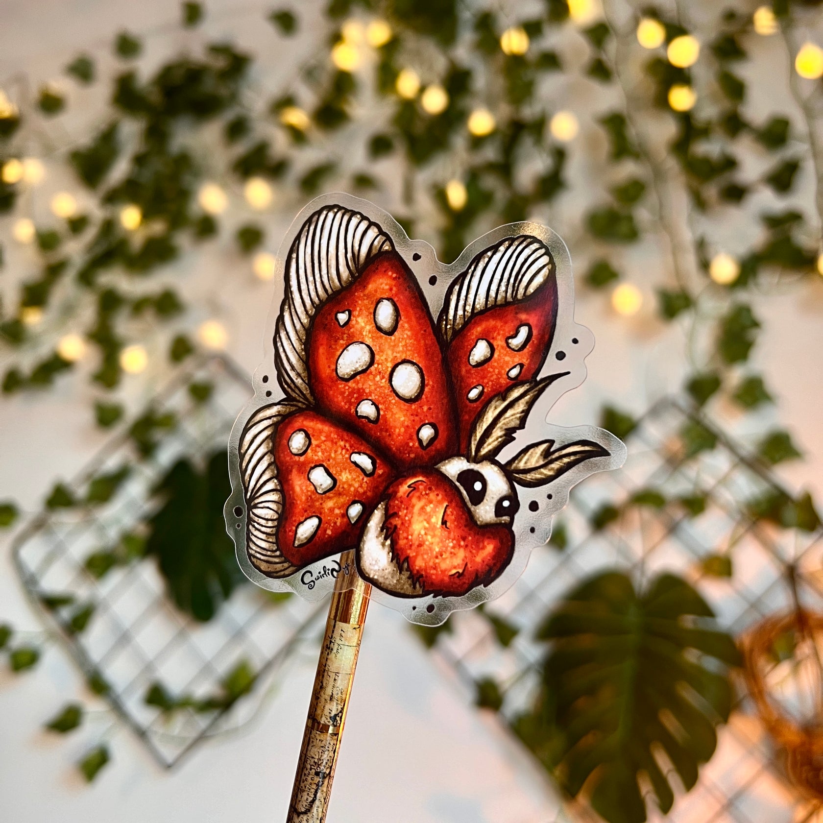 Mushroom Moth Clear Sticker – SwirliNyx